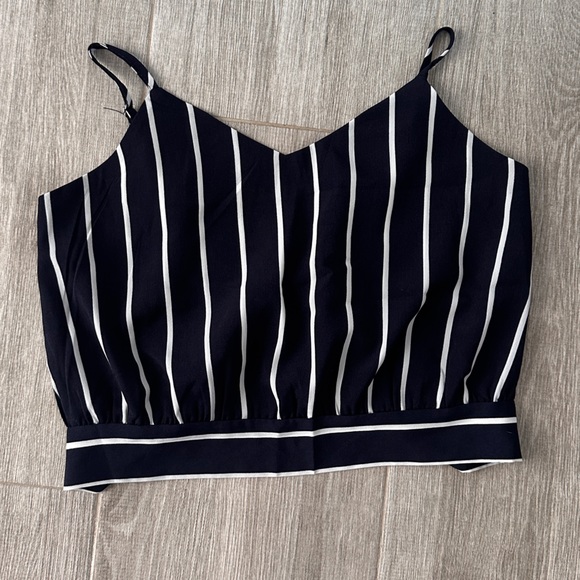 Source Unknown | Tops | Navy And White Striped Crop Top | Poshmark